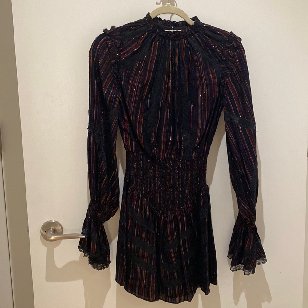 Rococo Sand Black Dress With Rainbow Metallic Detail - Gem